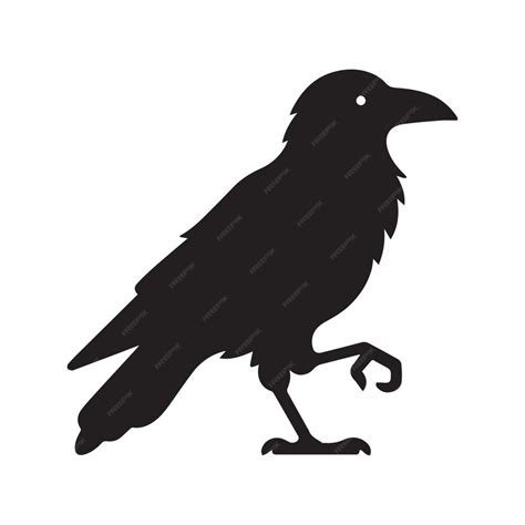 Premium Vector A Raven Bird Silhouette Raven Clipart Vector Illustration In Black And White