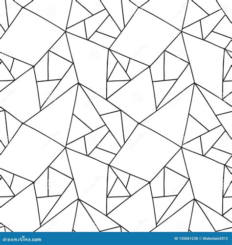 Seamless Vector Pattern Black And White Lined Asymmetric Geometric