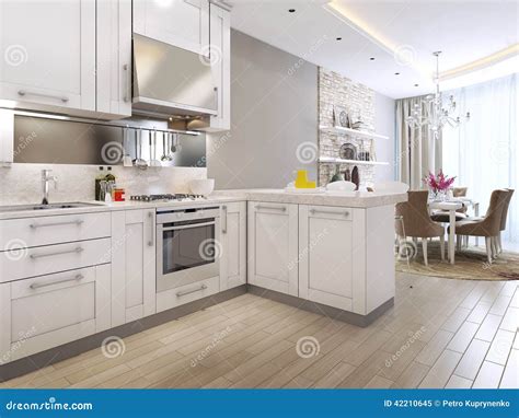 Kitchen Diner In The Neoclassical Style Stock Illustration Illustration Of Gray Glasses 42210645