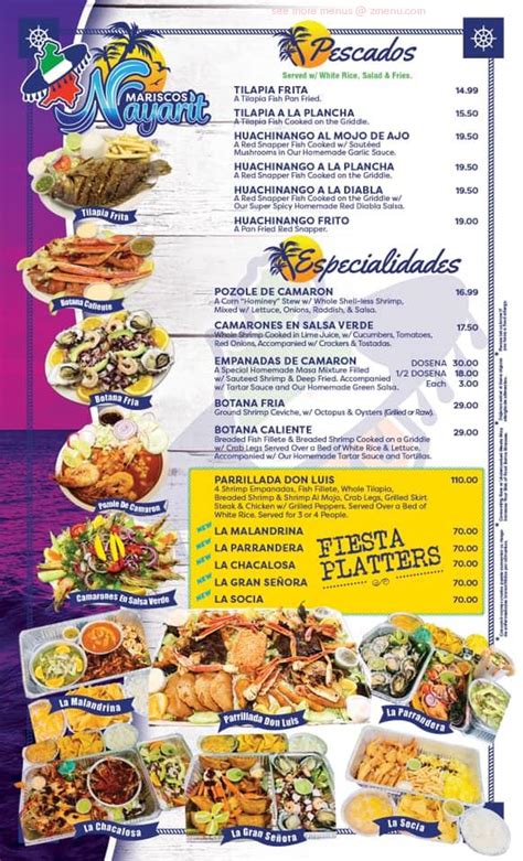 Menu At Mariscos Nayarit Restaurant Yakima