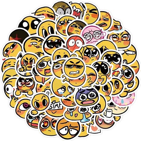 Funny Faces Emoji Sticker Pack Waterproof Stickers 10 Stickers Etsy