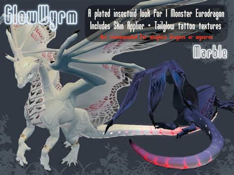 Second Life Marketplace Zigoton Glow Wyrm Eurodragon Skin Marble