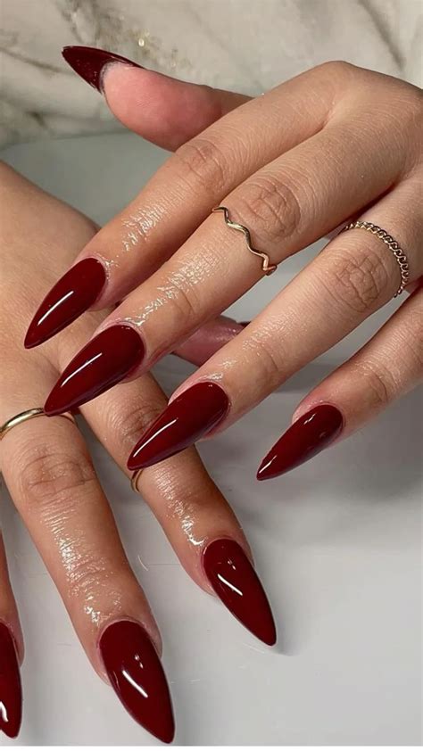 Deep Red Gel Nails Aries Collection