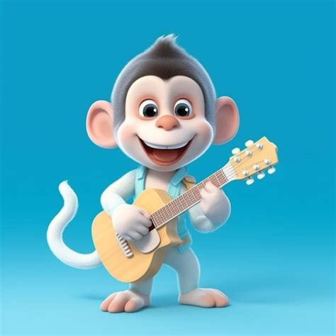 Premium Photo A Cartoon Monkey Playing A Guitar And Singing Generative Ai
