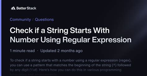 Check If A String Starts With Number Using Regular Expression Better