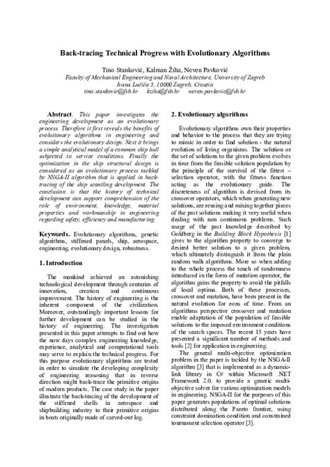Pdf Back Tracing Technical Progress With Evolutionary Algorithms