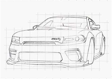 How To Draw A Dodge Charger Srt Hellcat Realistic Step By Step