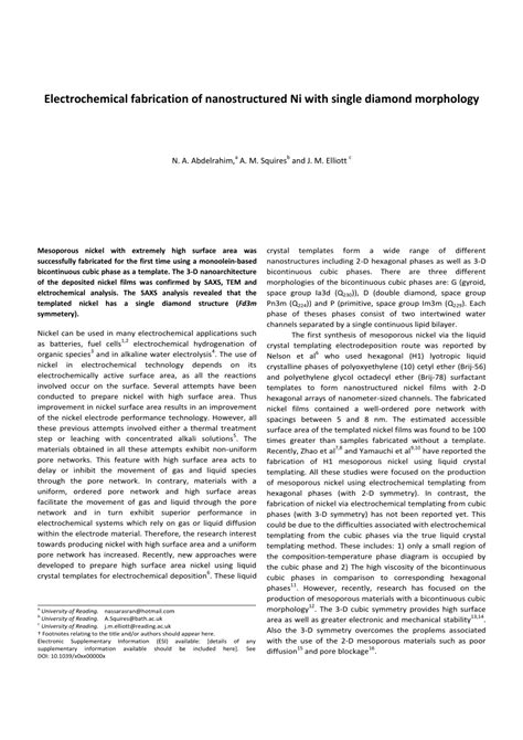 Pdf Electrochemical Fabrication Of Nanostructured Ni With Single