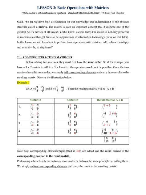 Basic Matrix Operations Explained Pdf Matrix Mathematics Determinant