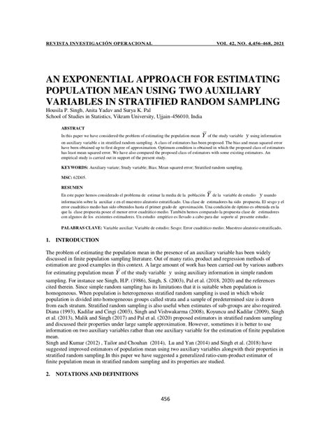 Pdf An Exponential Approach For Estimating Population Mean Using Two