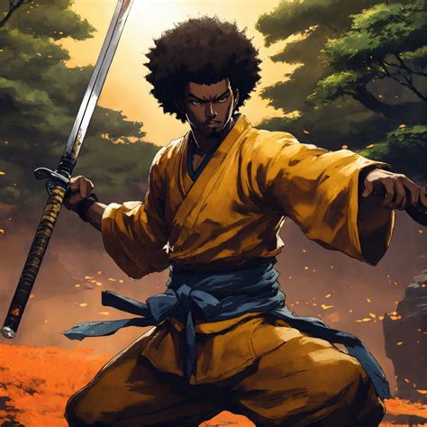 Lexica Afro Samurai Anime Shaolin Monk Doing Eagle Claw Fighting