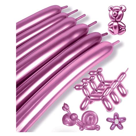 Chrome Rose Pink Twisty Designer Latex Rubber Balloons 36 Inches