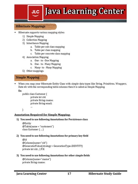 Hibernate Mapping Guide Simple And Collection Pdf Java Programming