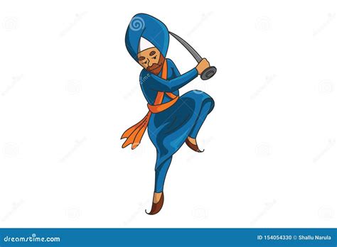 A Illustration Of Punjabi Sardarni Woman In Dancing Position Basic Rgb