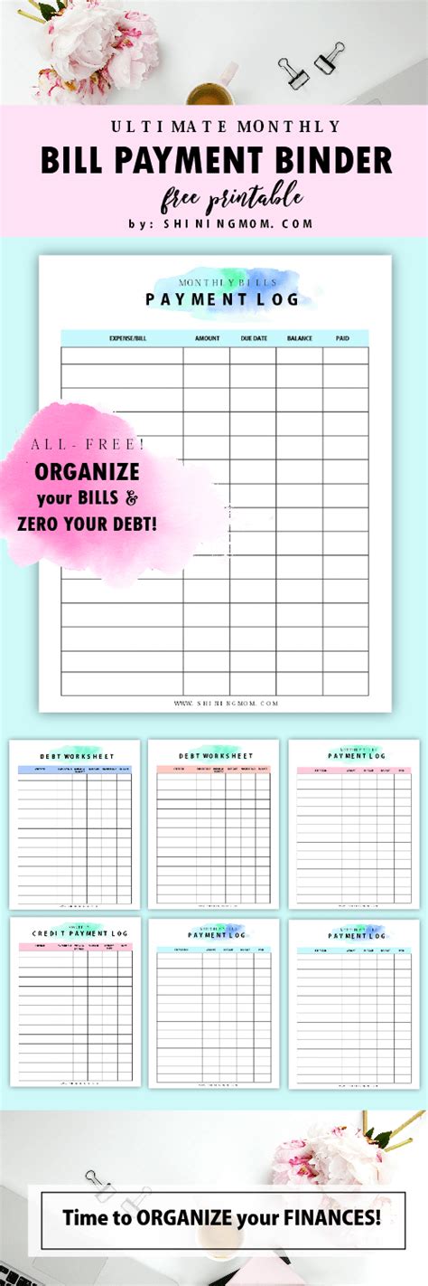 Organizer Free Printable Monthly Bill Payment Log Printable New Year