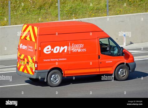 Eon Electricity Energy Services Van Driving Along Uk Motorway Stock