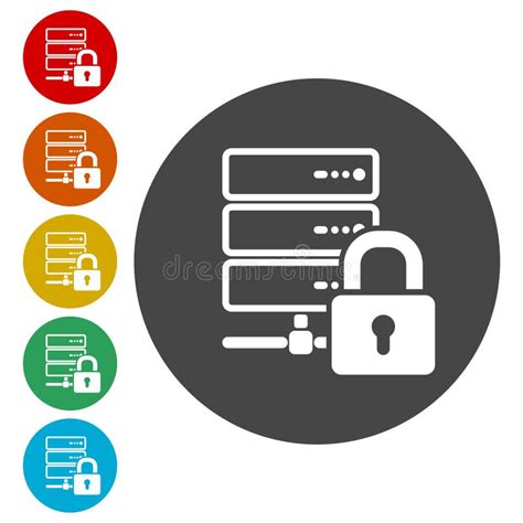 Lock Database Symbol Locked Database Icon Stock Vector Illustration Of Connection Black