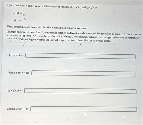 solved given functions f ﻿and g ﻿construct the composite