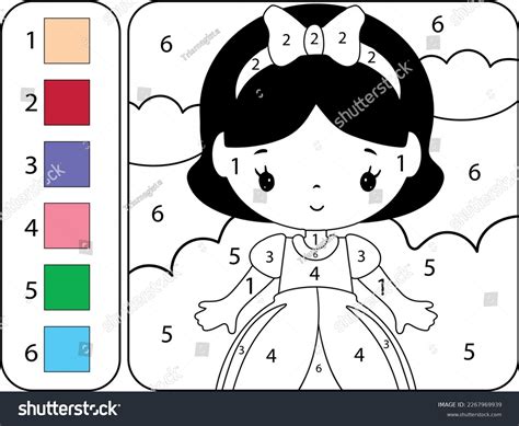 Princess Coloring By Numbers Over 604 Royalty Free Licensable Stock