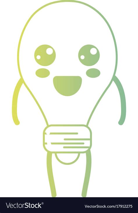 Line Kawaii Cute Happy Bulb Energy Royalty Free Vector Image