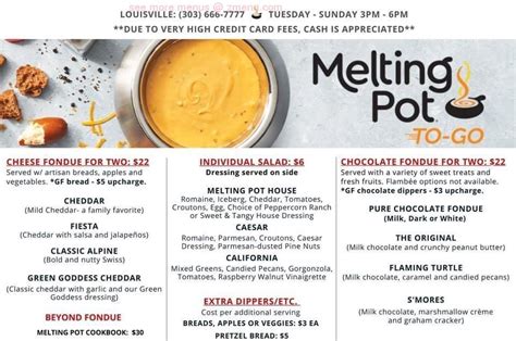 Online Menu Of The Melting Pot Restaurant Louisville Colorado 80027