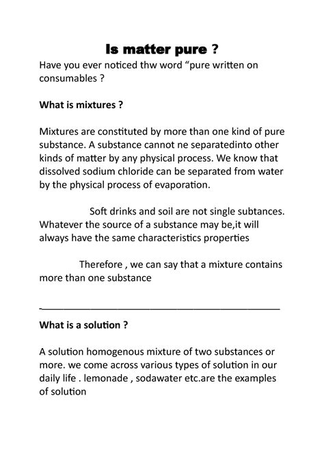 Is Matter Pure A Substance Cannot Ne Separatedinto Other Kinds Of