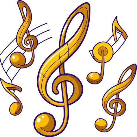 Premium Vector Golden Treble Clef And Music Notes Illustration
