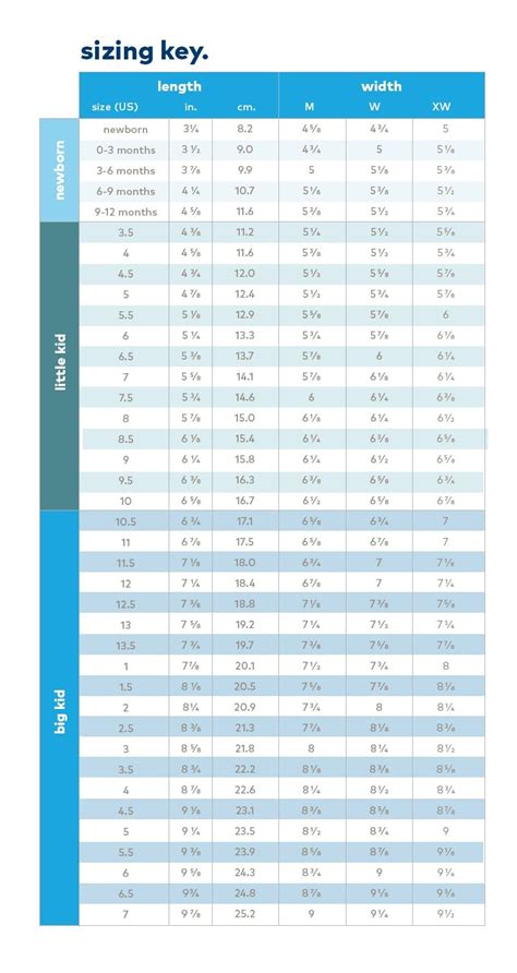 Size Chart Sperry Shoes Pe