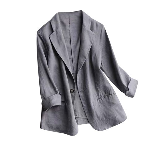 Wiyuqeen Cotton Linen Blazer For Women Dressy Casual 34 Sleeve Suit