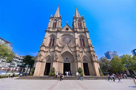 Guangzhou China Apr 03 2017 Sacred Heart Cathedral Is A Gothic