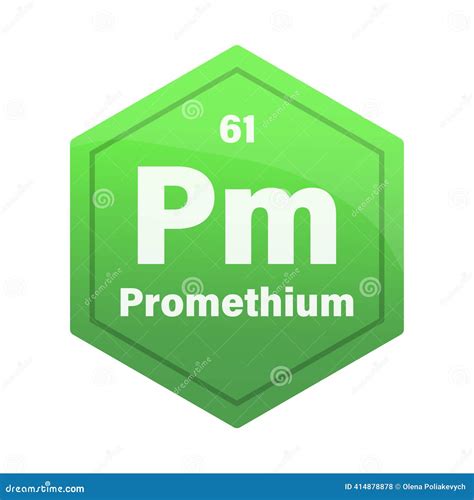 Promethium As Element 61 Of The Periodic Table 3d Illustration On Blue