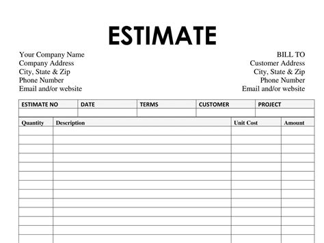 Estimate Invoice Template Editable Small Business Invoice Billing
