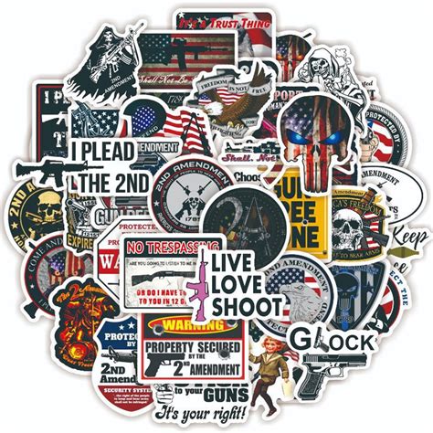 American 2nd Amendment Stickers 50pcs Gun Stickers Laptop