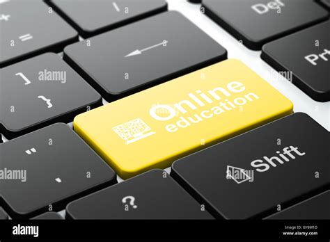 Education Concept Computer Pc And Online Education On Computer Keyboard Background Stock Photo