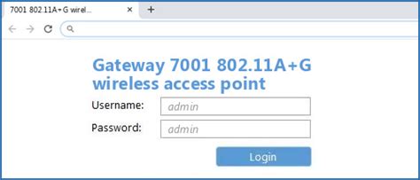 Gateway 7001 80211ag Wireless Access Point Default Login Ip