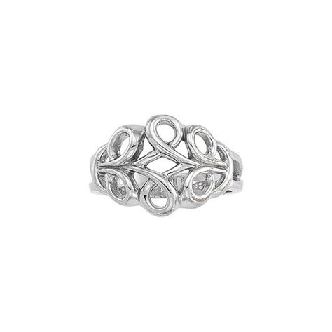 Platinum Circle Scroll Ring At