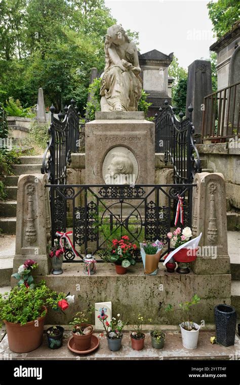 Grave Of Frederic Chopin At The Pere Lachaise Cemetery Paris France