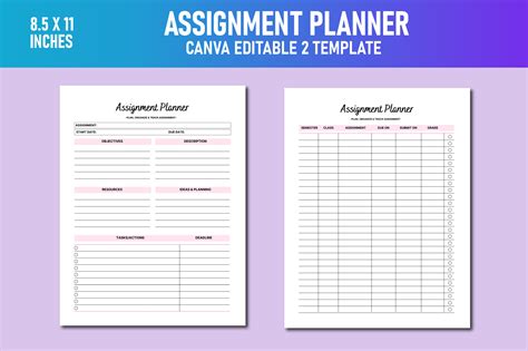Assignment Planner Canva Kdp Interiors Graphic By Lavlu Creative Zone · Creative Fabrica