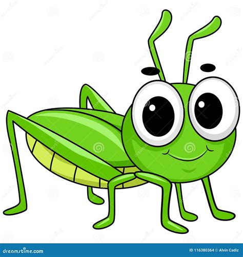 Vector Illustration Of Cute Little Grasshopper Stock Vector Illustration Of Character Icon