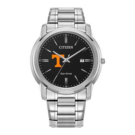 Mens Citizen Watch Silver Tennessee Volunteers Eco Drive Black Dial