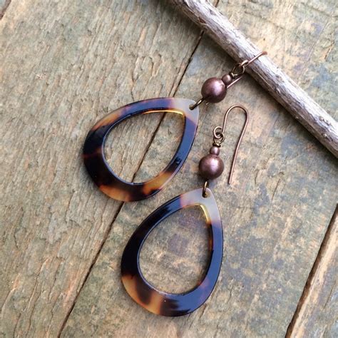 Tortoise Shell Earrings Etsy