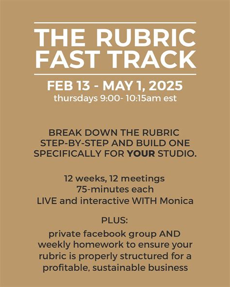 Rubric Fast Track Class Pay In Full — Sigmon Taylor Edu