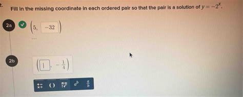 solved 2 fill in the missing coordinate in each ordered pair so that