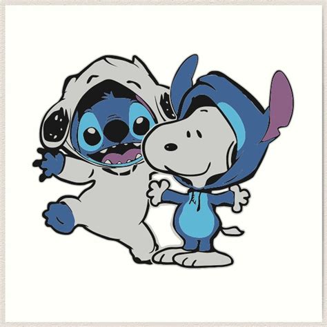Stitch Clip Art Art Print Cute Cartoon Stitch Snoopy And Stitch