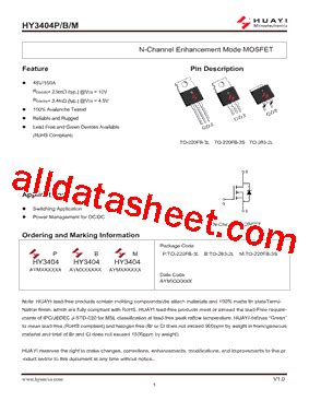 Hy3404p Datasheetpdf Huayi Microelectronics Coltd