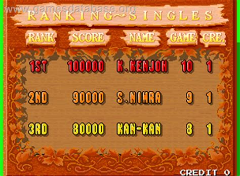 Tinkle Pit Arcade Artwork High Score Screen