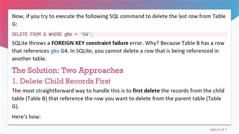 Understanding Sqlite Foreign Keys How To Delete Rows Without