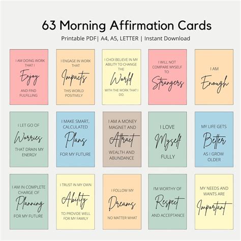 63 Rainbow Affirmation Cards Printable Affirmation Cards Digital Vision Board Printable