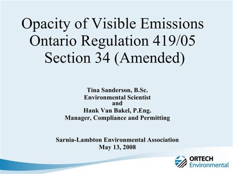 Opacity Of Visible Emissions Ontario Regulation 419 05 Section 34