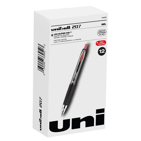 Uniball 207 Retractable Gel Pens Medium Point 0 7mm Red Ink 12